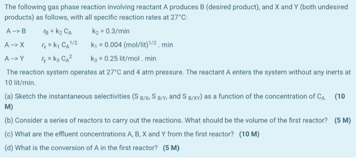 Solved 1/2 The following gas phase reaction involving | Chegg.com