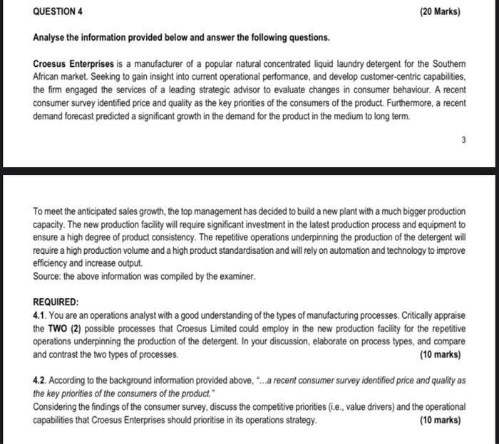 Solved Analyse the information provided below and answer the | Chegg.com
