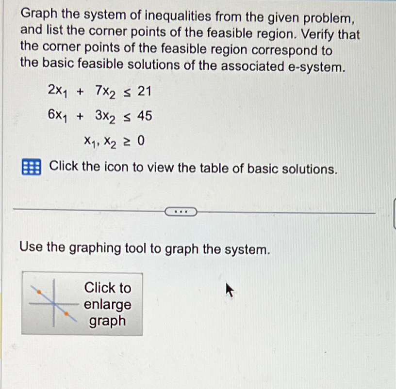 Graph the system of inequalities from the given | Chegg.com