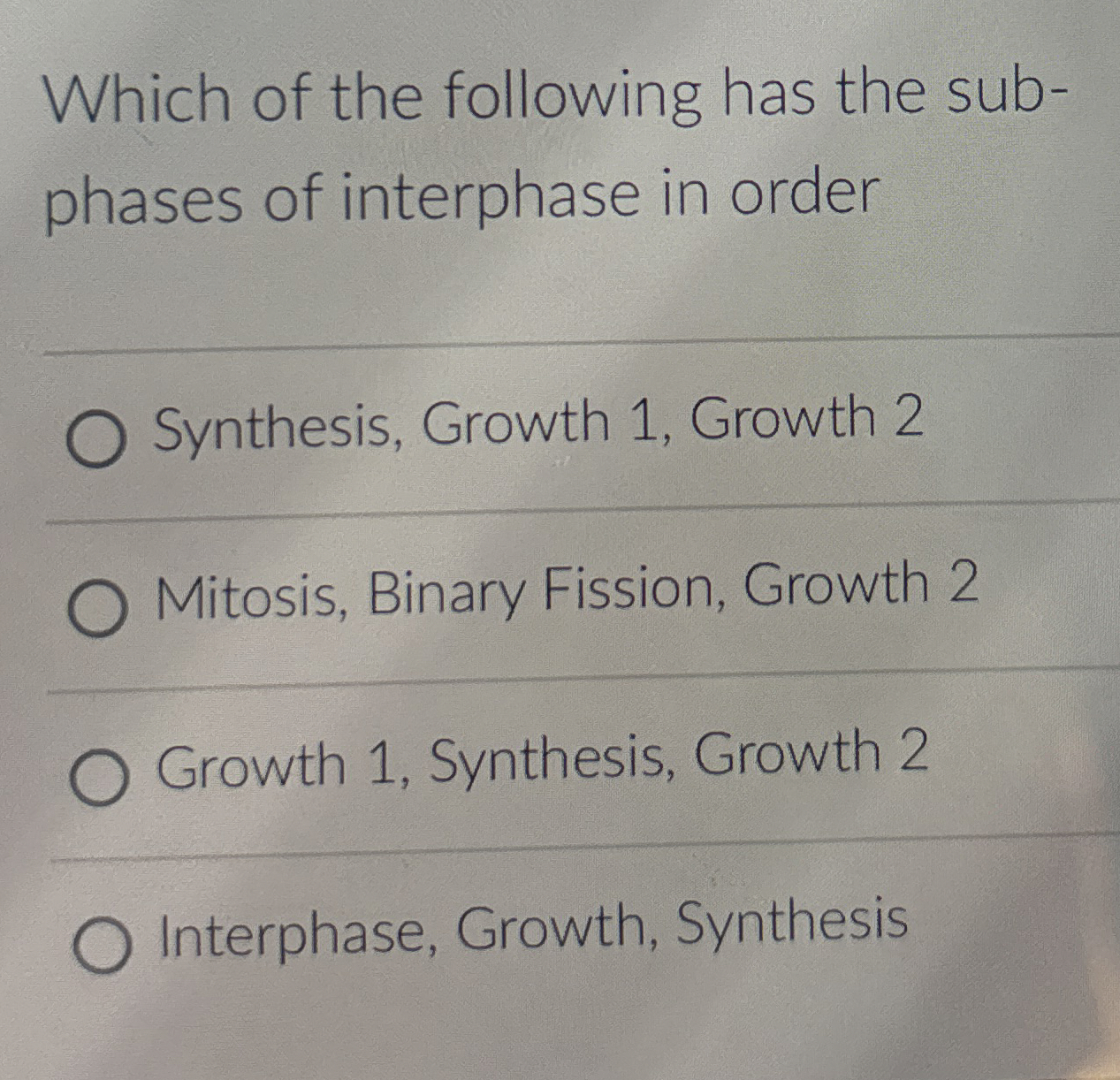 Solved Which of the following has the subphases of | Chegg.com
