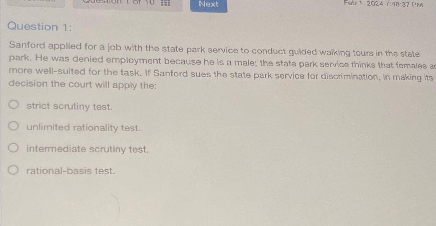 Solved NextFeb 1, 2024 7:48:37 ﻿PMQuestion 1:Sanford applied | Chegg.com
