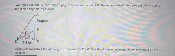 Solved Two ropes, AD and BD, are tied to a peg on the ground | Chegg.com