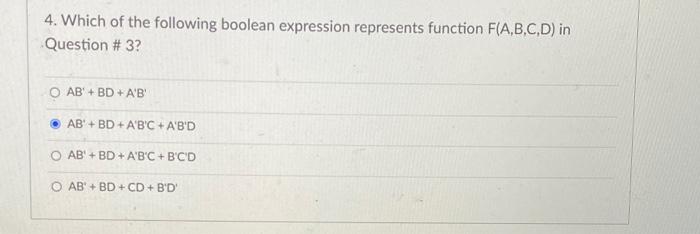 Solved 3. Function F(A,B,C,D) is defined by its minterms as | Chegg.com