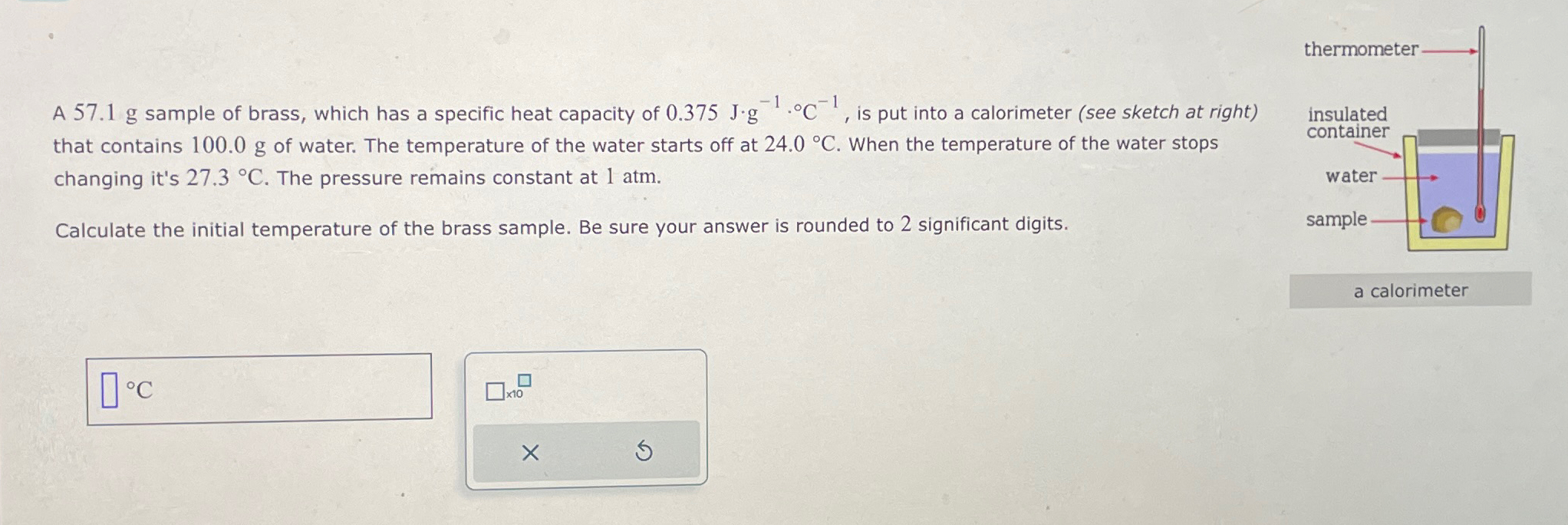 Solved A 57.1g ﻿sample of brass, which has a specific heat | Chegg.com