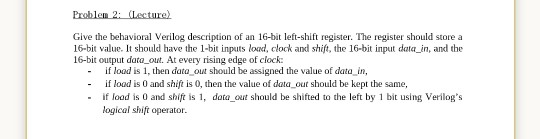 Solved Problem 2: (Lecture) Give the behavioral Verilog | Chegg.com
