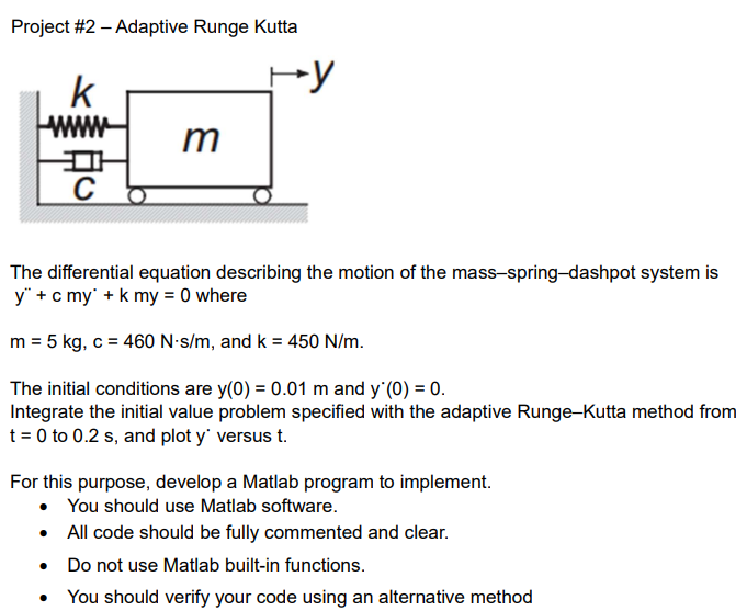 Solved MATLAB Project #2 - ﻿Adaptive Runge KuttaThe | Chegg.com
