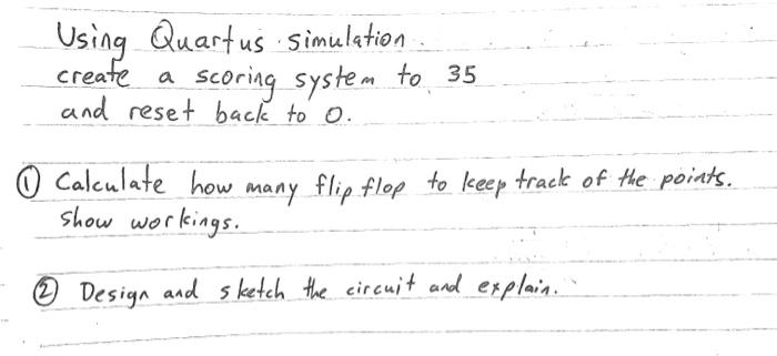 Solved Using Quartus simulation create a scoring system to | Chegg.com