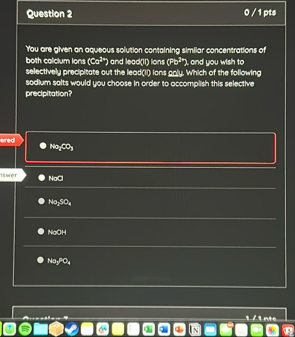Solved Question 201 ﻿ptsYou are given on oquwous solition | Chegg.com