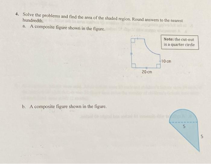 Solved 4. Solve the problems and find the area of the shaded | Chegg.com