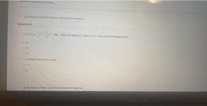 Solved Lev f(x)=31x3−23x2−88x, flelect all yalaies of x | Chegg.com
