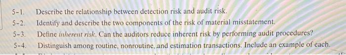 Solved 5-1. Describe the relationship between detection risk | Chegg.com