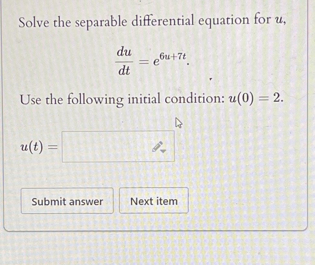Solved Solve the separable differential equation for | Chegg.com