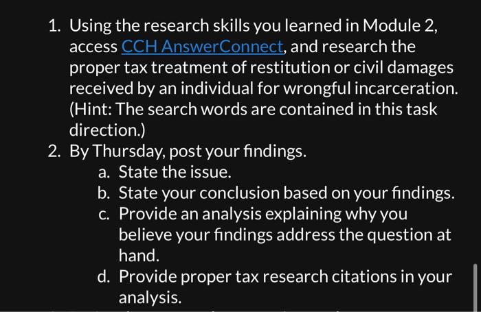 Solved 1. Using the research skills you learned in Module 2, | Chegg.com