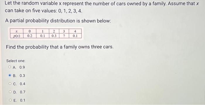 Solved Let the random variable x represent the number of | Chegg.com