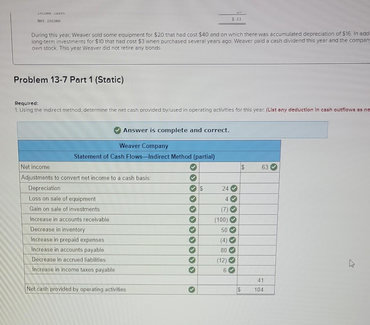 Solved Problem 13-7 (Static) Prepare a Statement of Cash | Chegg.com