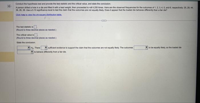 Solved Conduct the typothesis test and prowide the lest | Chegg.com