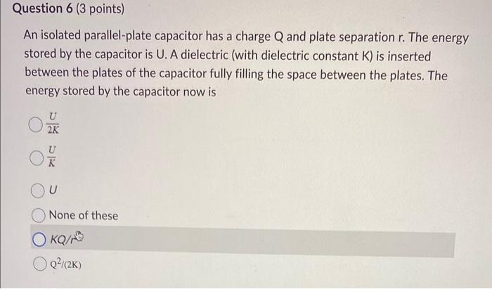 Solved An isolated parallel-plate capacitor has a charge Q | Chegg.com