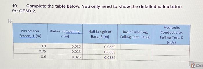 Solved 10. PLEASE ASAP thank you!! please solve table and | Chegg.com