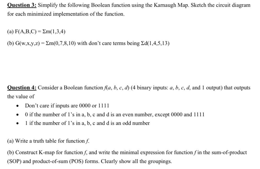 Solved Question 3 Simplify The Following Boolean Function