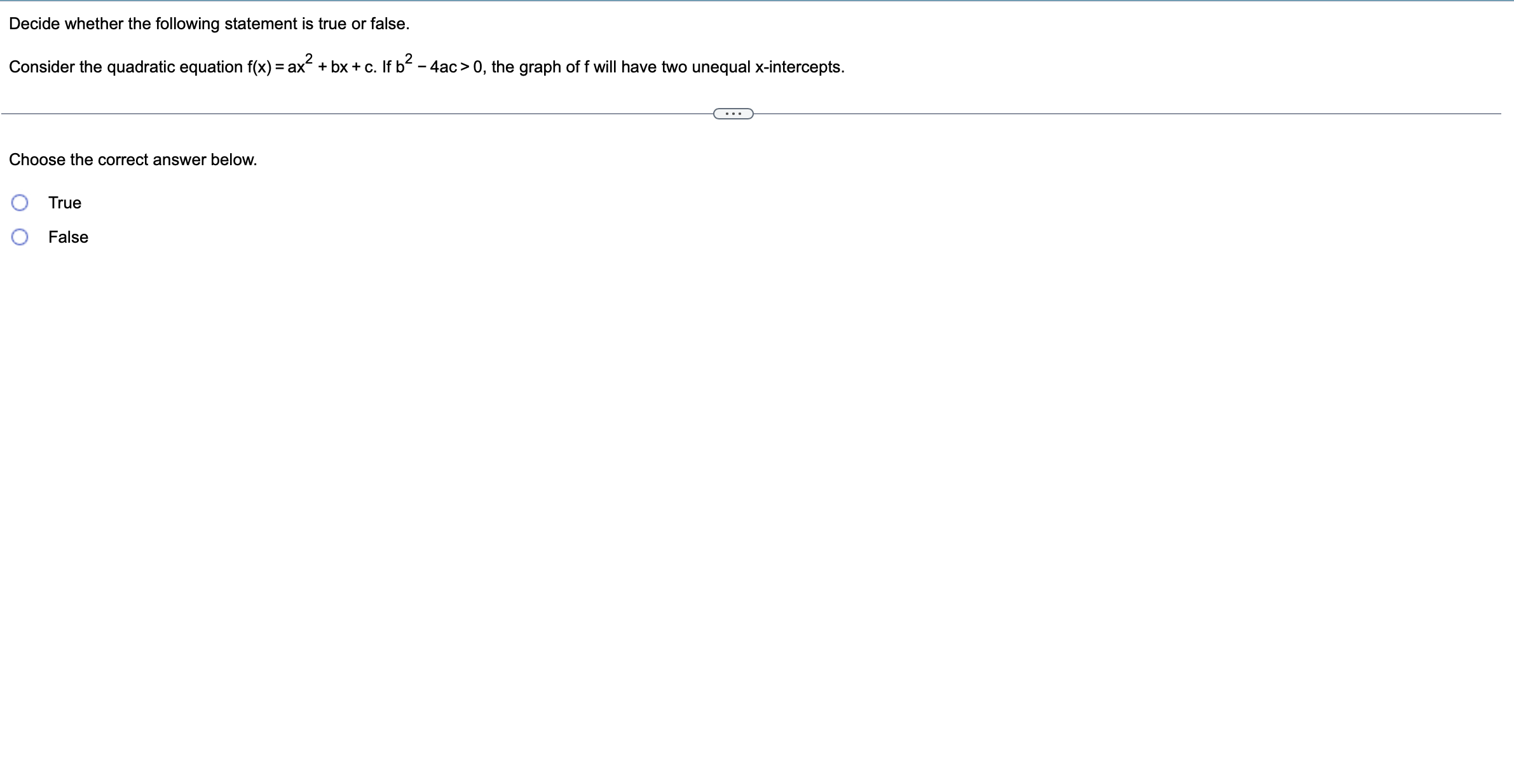 Solved Decide whether the following statement is true or | Chegg.com