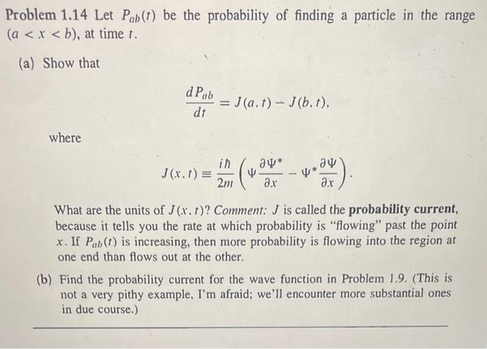 Solved Problem 1.14 Let Pab(t) be the probability of finding | Chegg.com
