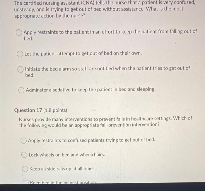 Solved The certified nursing assistant (CNA) tells the nurse | Chegg.com
