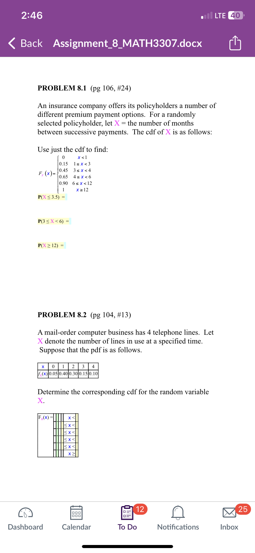 Solved PROBLEM 8.1 (pg 106,#24)An insurance company offers | Chegg.com