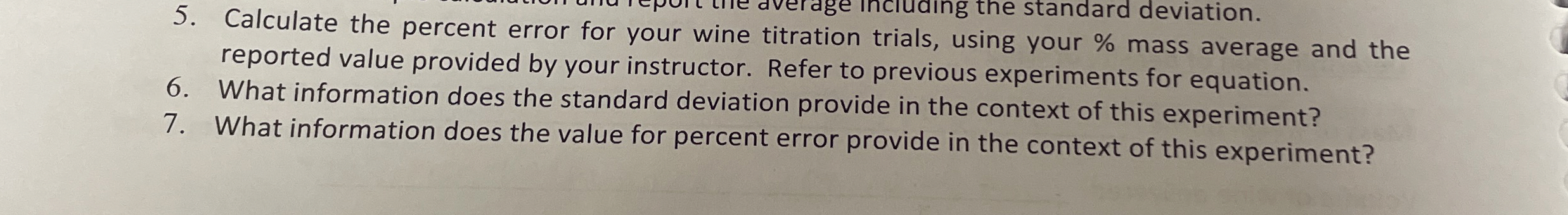 Solved Calculate the percent error for your wine titration | Chegg.com