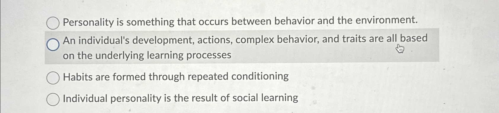 Solved Personality is something that occurs between behavior | Chegg.com