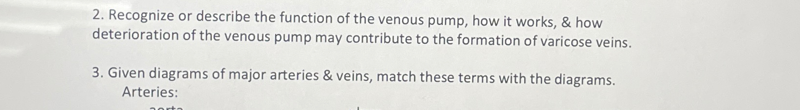 Solved Recognize or describe the function of the venous | Chegg.com