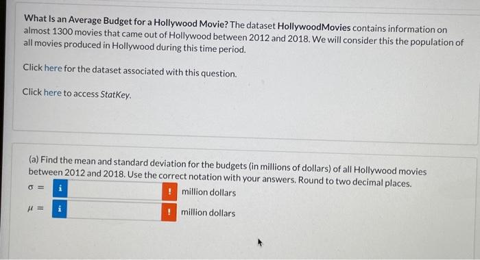 What is an Average Budget for a Hollywood Movie? The | Chegg.com