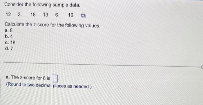 Solved Consider the following sample data. 1231813616 | Chegg.com