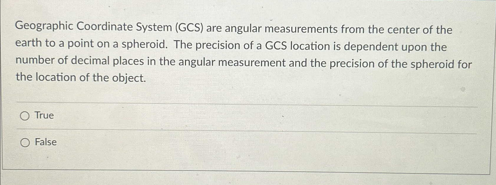 Solved Geographic Coordinate System (GCS) ﻿are angular | Chegg.com