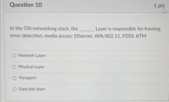 Solved In the OSI networking stack, the Layer is responsible | Chegg.com