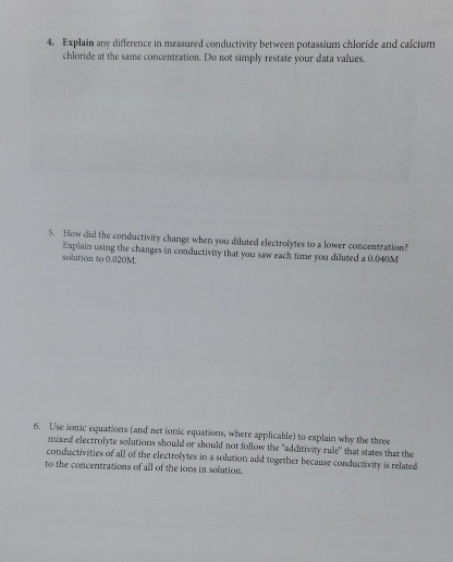 Solved Explain any difference in measured conductivity | Chegg.com