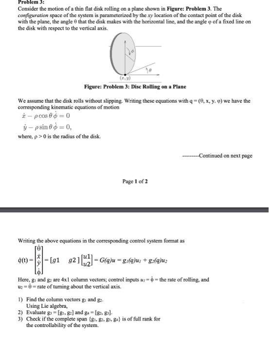 Solved Problem 3: Consider the motion of a thin flat disk | Chegg.com