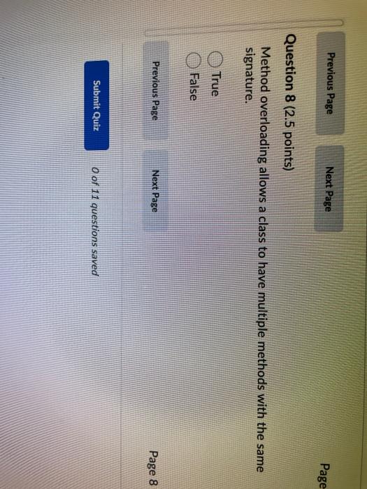 Solved Previous Page Next Page Page Question 8 (2.5 points) | Chegg.com