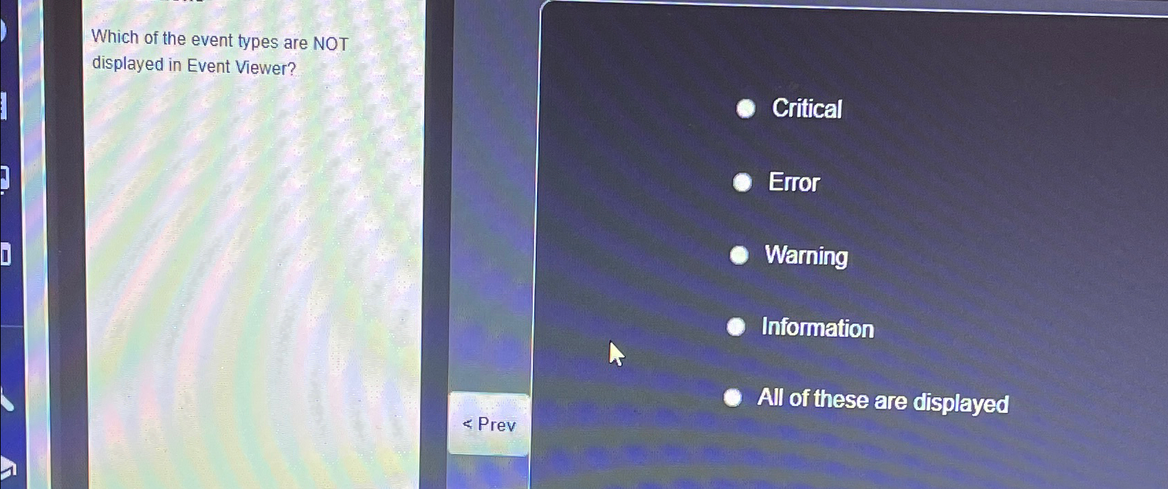 Solved Which of the event types are NOT displayed in Event | Chegg.com
