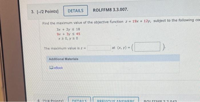 Solved Find The Maximum Value Of The Objective Function
