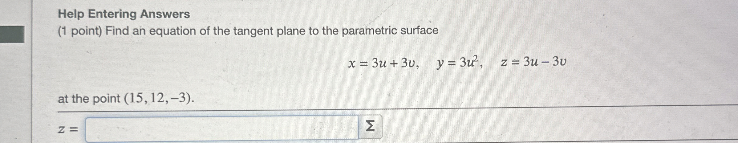 Solved Help Entering Answers(1 ﻿point) ﻿Find an equation of | Chegg.com