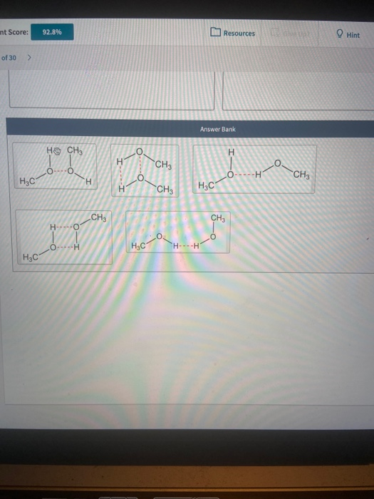 Solved Several methanol (CH, OH) dimers are drawn and | Chegg.com