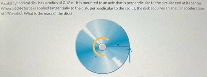 Solved A solid cylindrical disk has a radius of 0.18 m. It | Chegg.com
