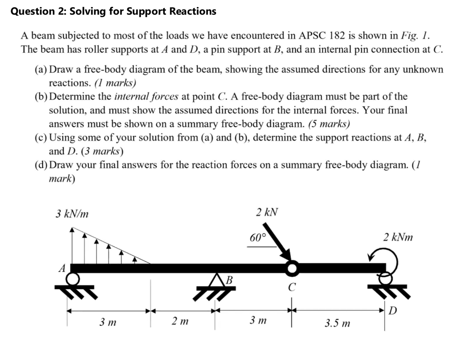 Solved Question 2: Solving for Support ReactionsA beam | Chegg.com