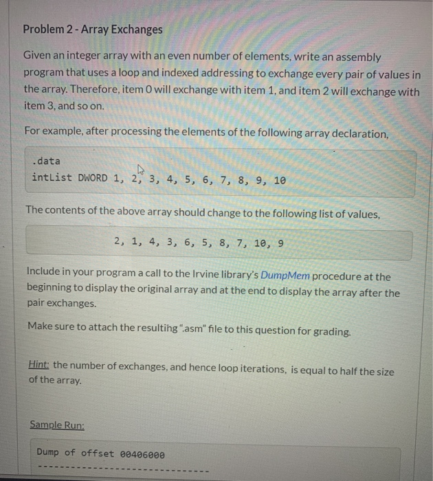 Problem 2 - Array Exchanges Given an integer array | Chegg.com