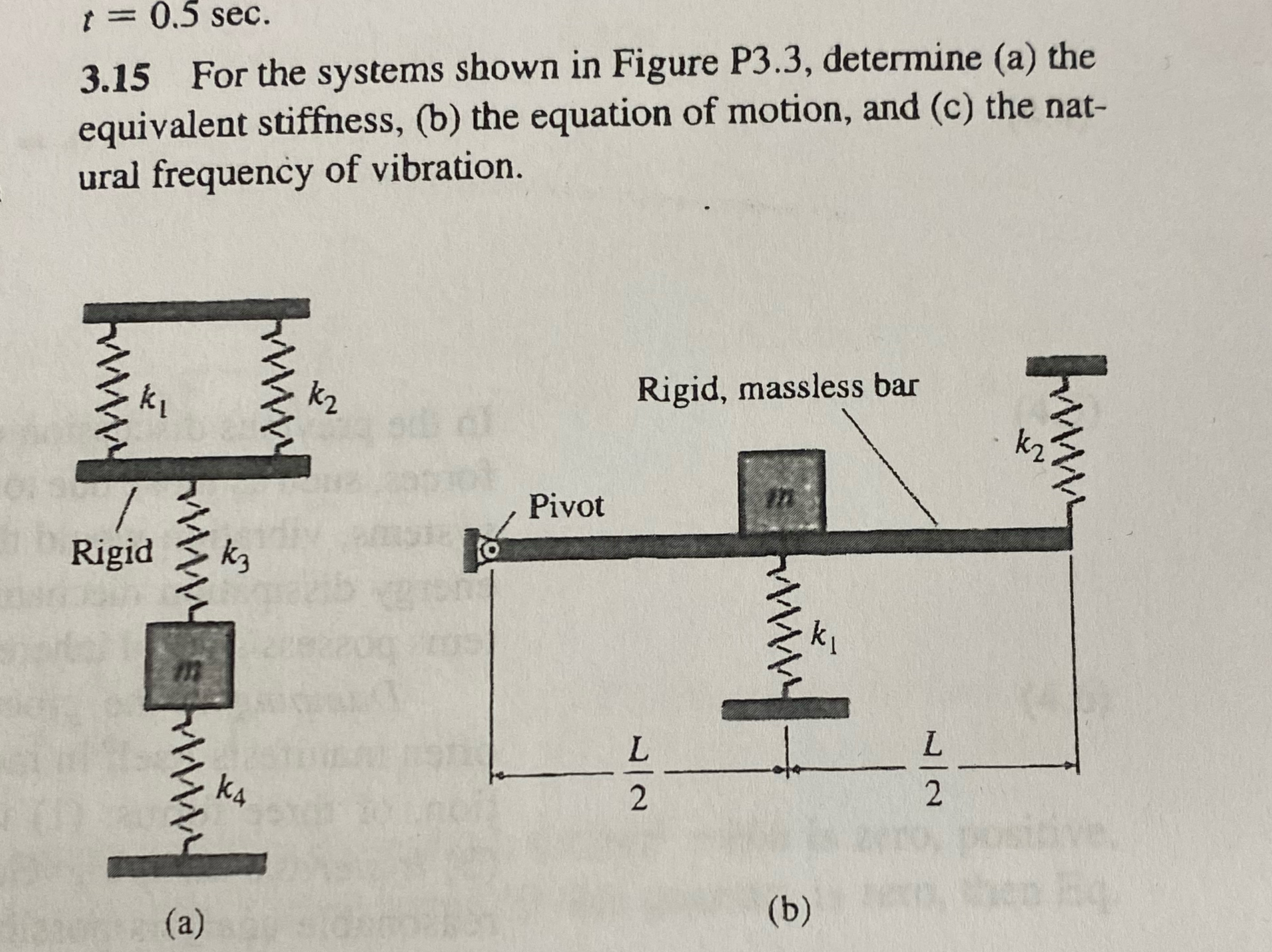 Solved t=0.5sec.3.15 ﻿For the systems shown in Figure P3.3, | Chegg.com