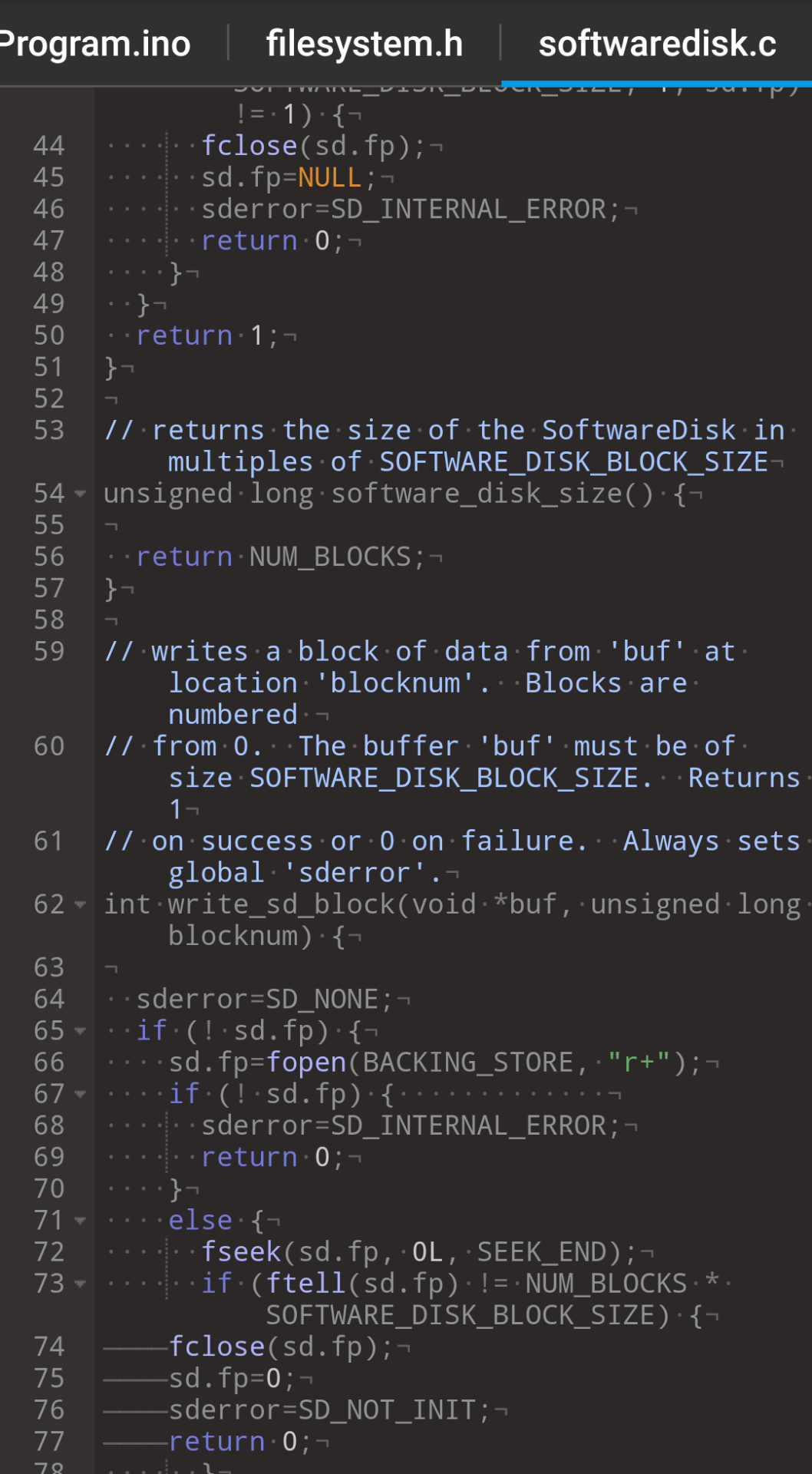Solved ¬ // writes a block of data from ' 'buf' at ' | Chegg.com