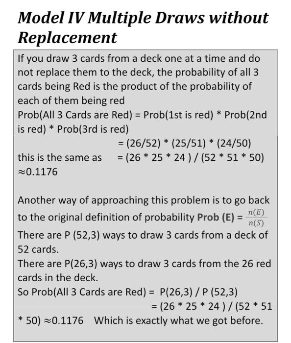 Solved If you draw 3 cards from a deck one at a time and do | Chegg.com