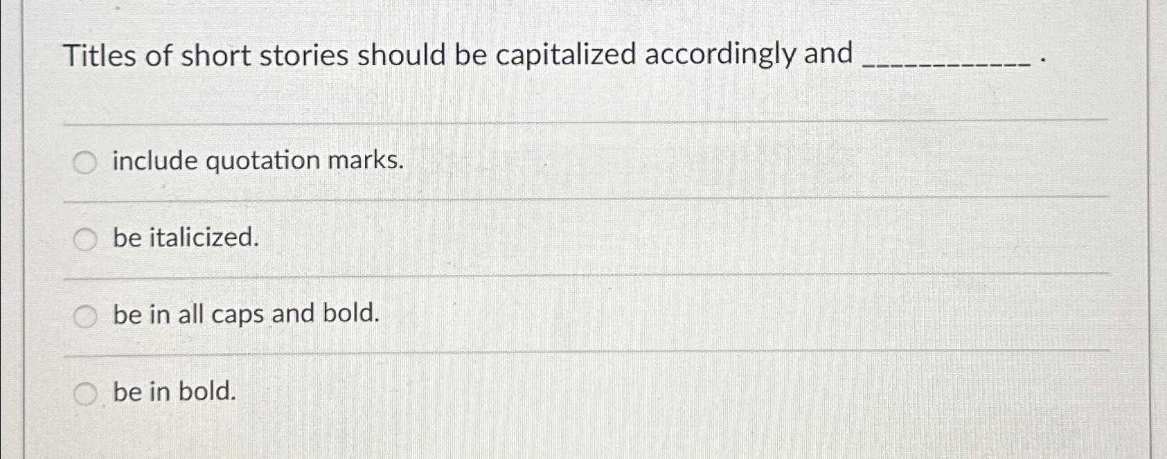 Solved Titles of short stories should be capitalized | Chegg.com