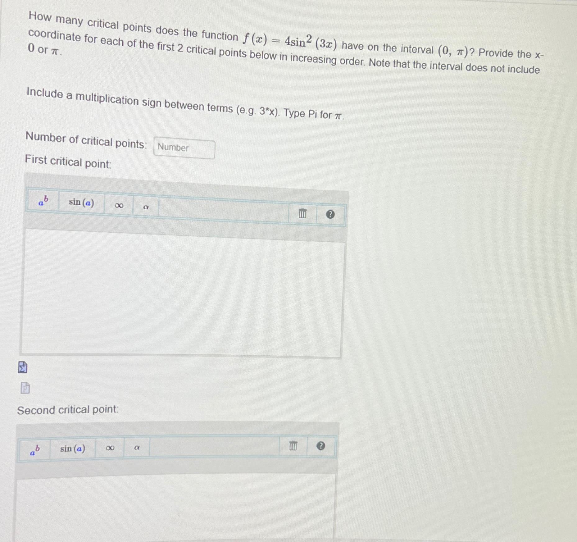 Solved How many critical points does the function | Chegg.com