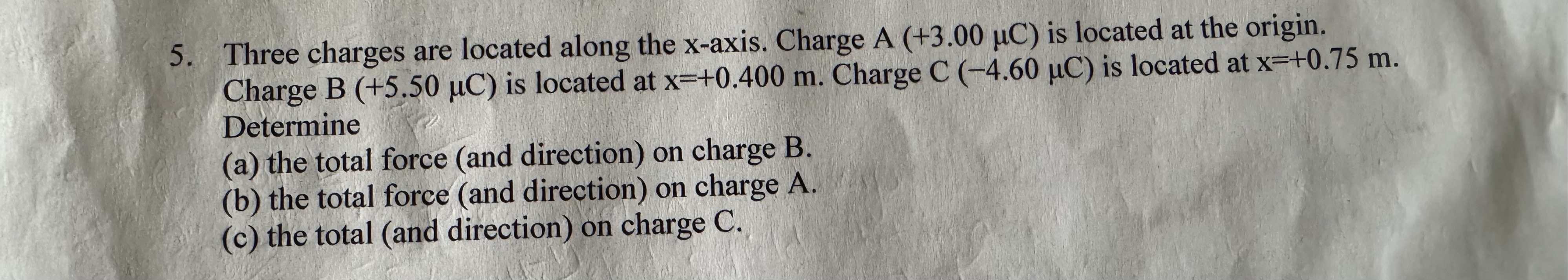 Solved Three charges are located along the x-axis. Charge | Chegg.com